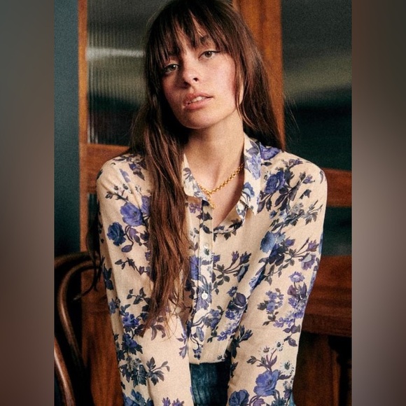 Sezane | Tops | Sezane Pierro Shirt Alcazar Blue | Poshmark